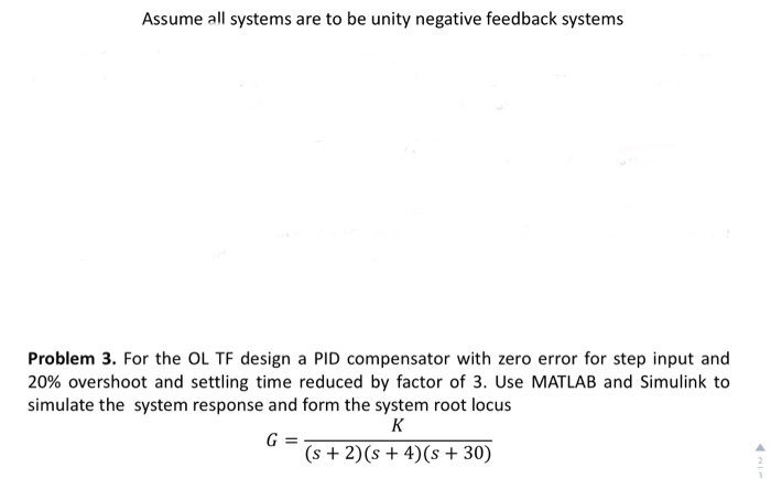 Solved Assume all systems are to be unity negative feedback | Chegg.com