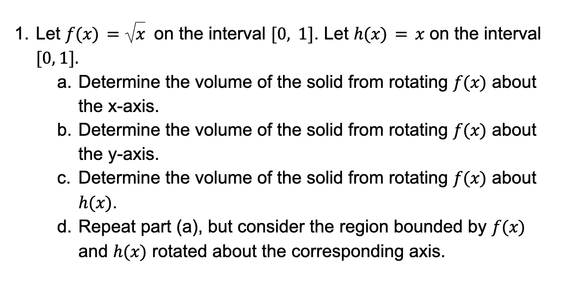 Solved Let f(x)=x2 ﻿on the interval 0,1. ﻿Let h(x)=x ﻿on the | Chegg.com