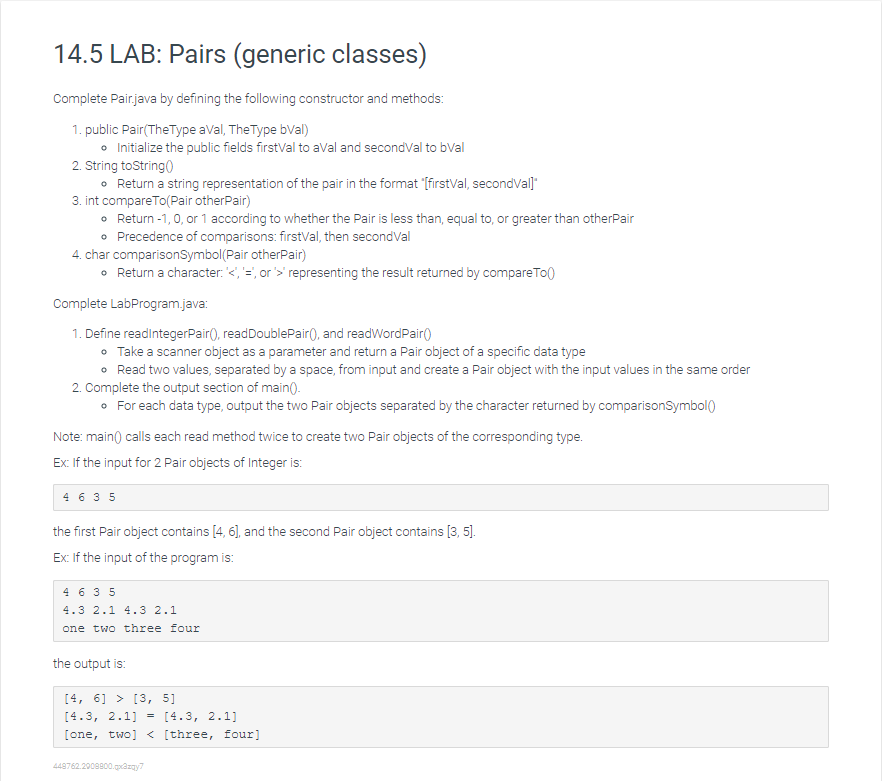 Solved Complete Pair.java by defining the following | Chegg.com