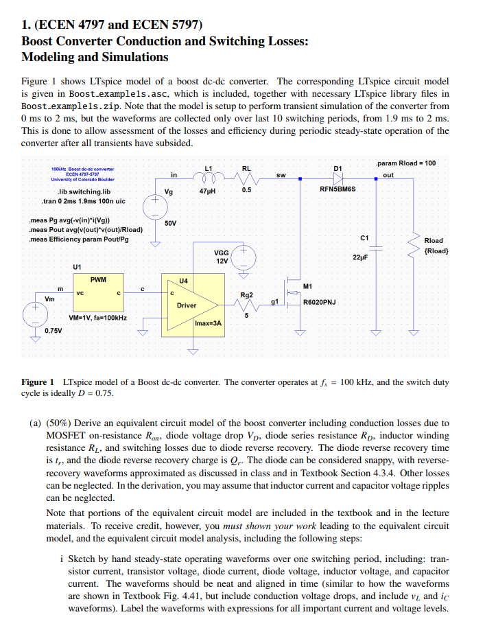 Solved Figure 1 ﻿shows LTspice model of a boost dc-dc | Chegg.com