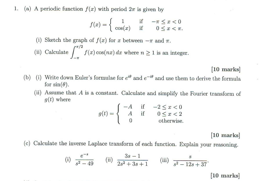 Solved 1. (a) A periodic function f(x) with period 2π is | Chegg.com