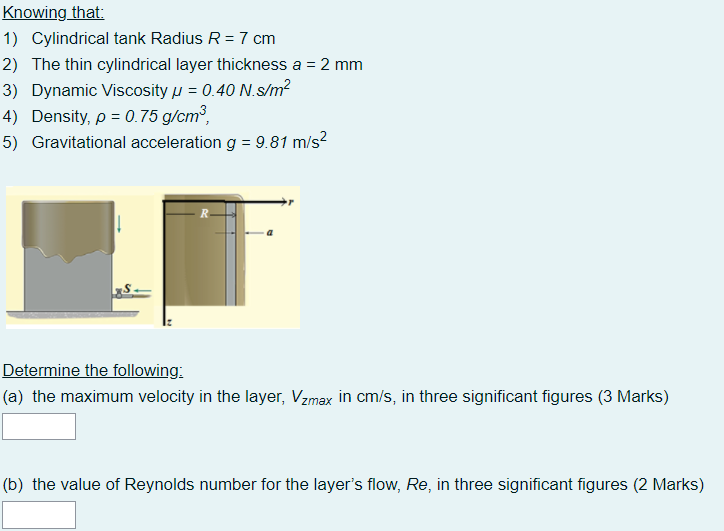 Solved Knowing that: 1) Cylindrical tank Radius R = 7 cm 2) | Chegg.com