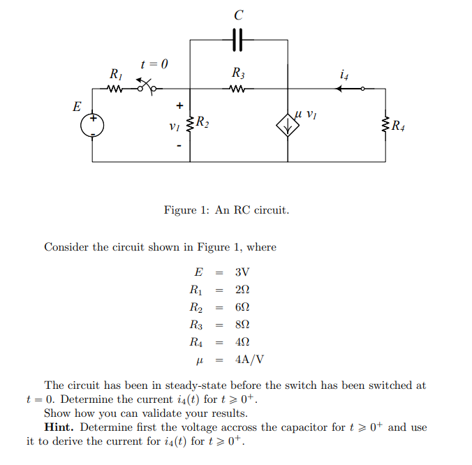 Solved Figure 1: An RC circuit. Consider the circuit shown | Chegg.com