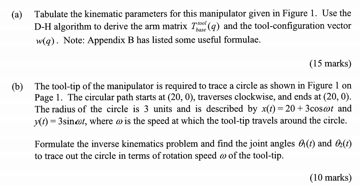 Solved A two-link revolute-revolute (RR) planar manipulator | Chegg.com