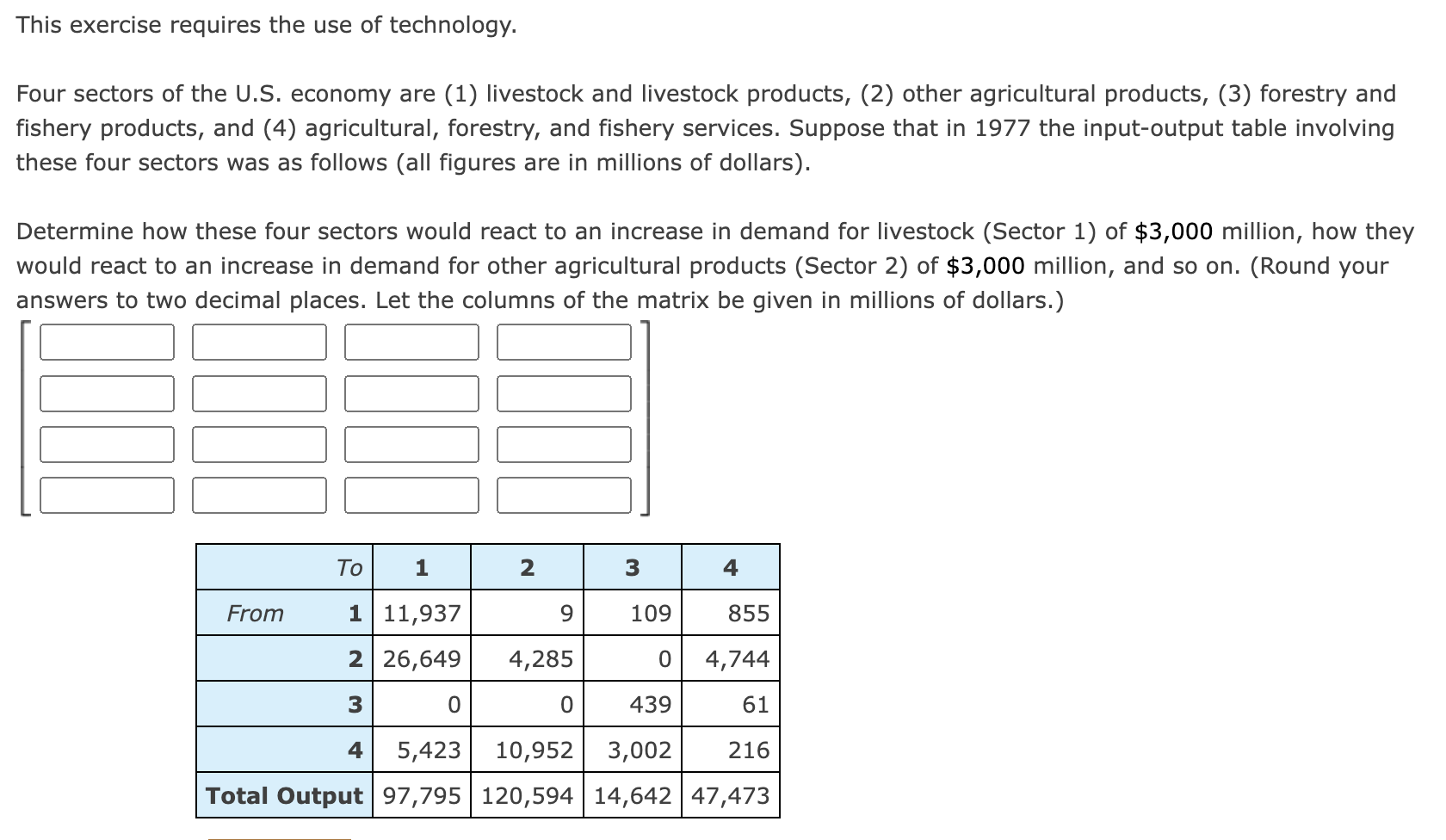 Solved This exercise requires the use of technology. Four | Chegg.com