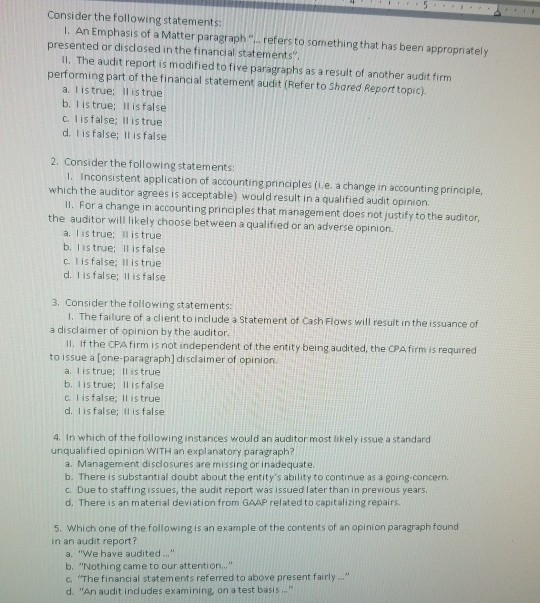 Solved Consider the following statements: 1. An Emphasis of | Chegg.com