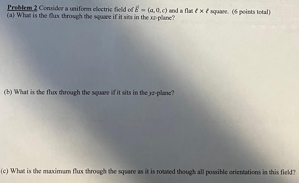 Solved Problem 2 Consider a uniform electric field of | Chegg.com