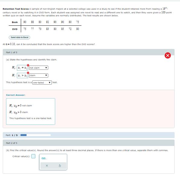 Solved Retention Test Scores A sample of non-Englih majors | Chegg.com