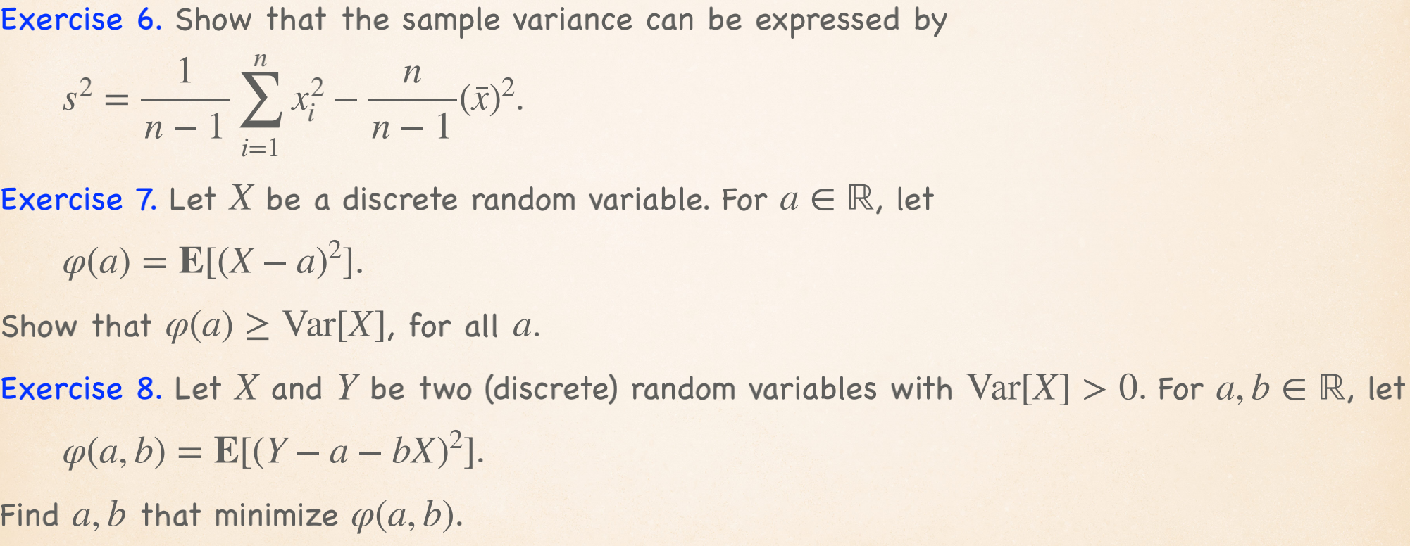 Solved Exercise 6. Show that the sample variance can be | Chegg.com