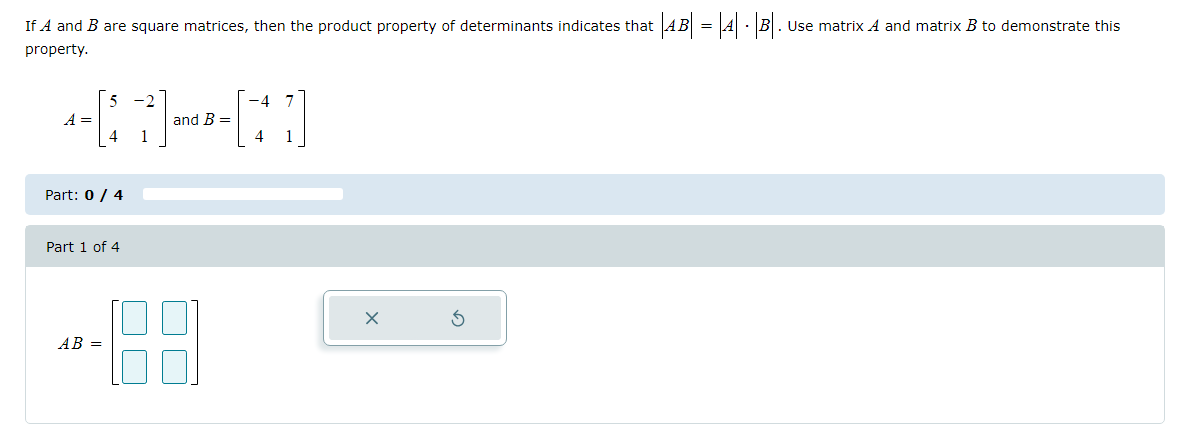 Solved If A and B are square matrices, then the product | Chegg.com
