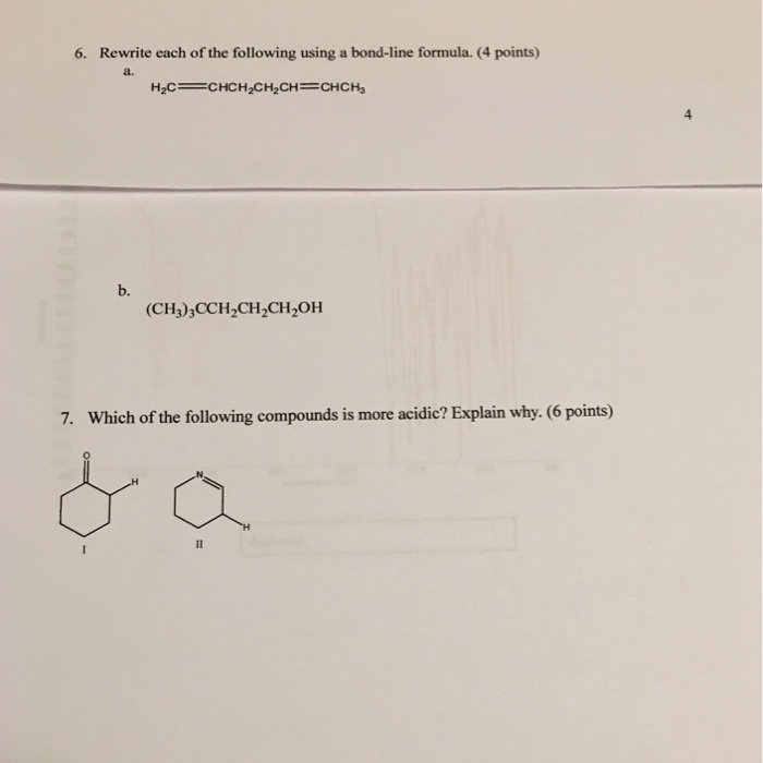 Solved 6. Rewrite each of the following using a bond-line | Chegg.com