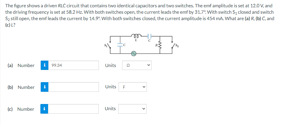 Solved The figure shows a driven RLC circuit that contains | Chegg.com