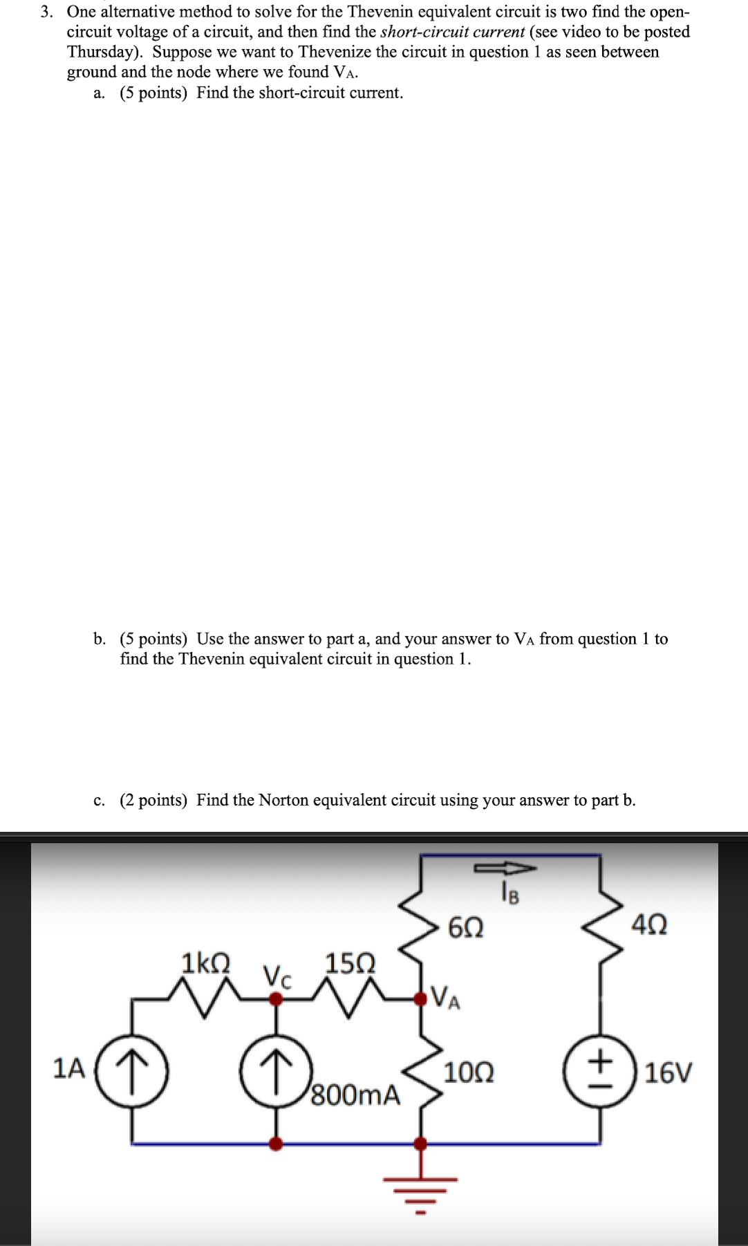 Solved One alternative method to solve for the Thevenin | Chegg.com
