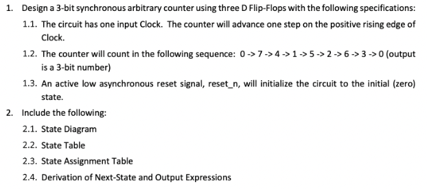 Solved 1. Design a 3-bit synchronous arbitrary counter using | Chegg.com