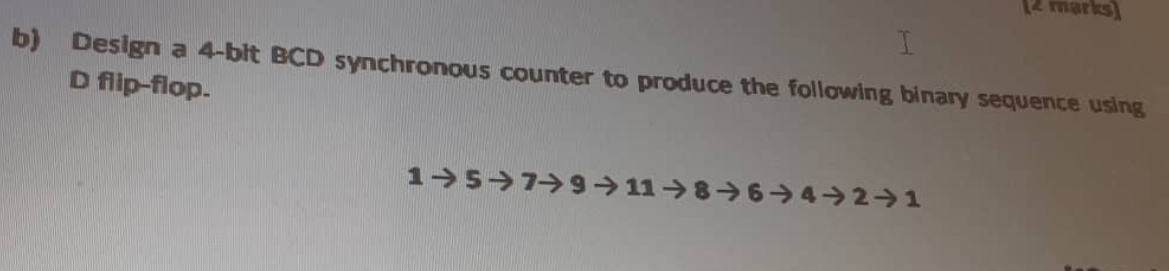 Solved 12 marts b) Design a 4-bit BCD synchronous counter to | Chegg.com
