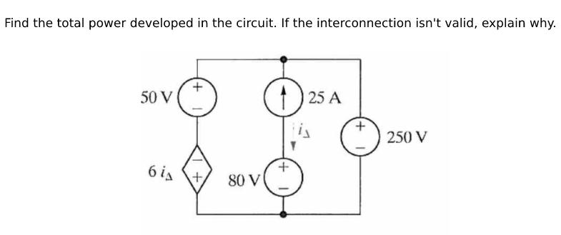Solved Find the total power developed in the circuit. If the | Chegg.com