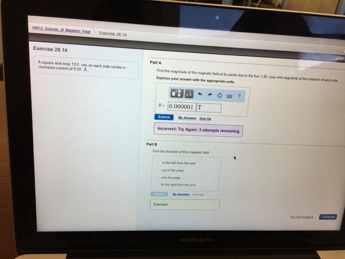 Solved HW12 Magneto Exercise 28.14 Exercise 28.14 Part A A | Chegg.com