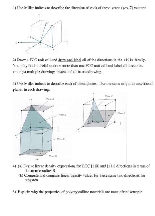 Solved Use Miller indices to describe the direction of each | Chegg.com