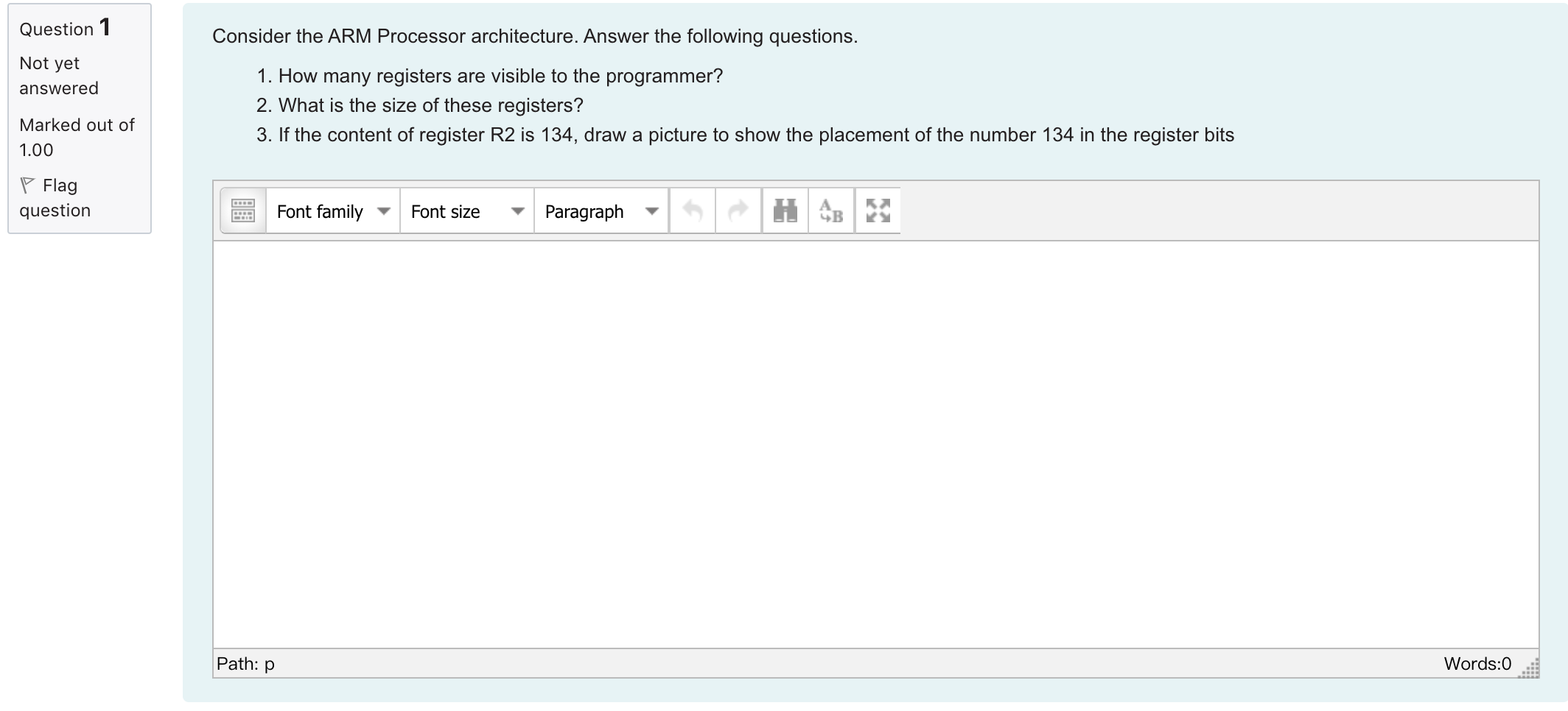 Solved Question 1 Consider the ARM Processor architecture. | Chegg.com