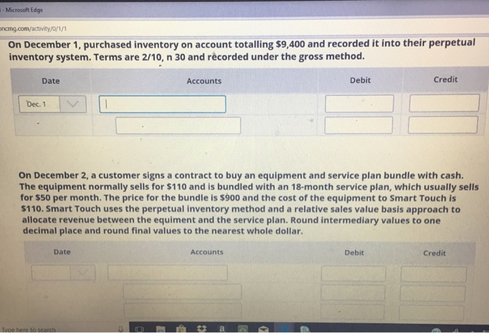 Solved -Microsoft Edge ncmg.com/activity/o/1/ On December 1, | Chegg.com