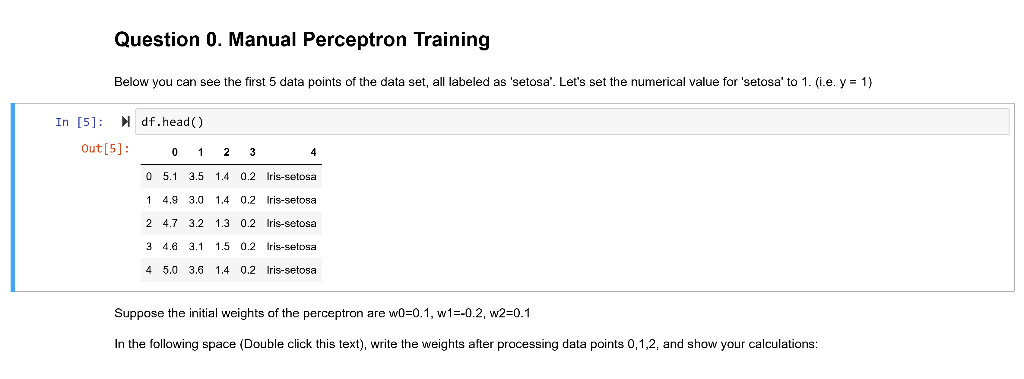 Question 0. Manual Perceptron Training Below you can | Chegg.com