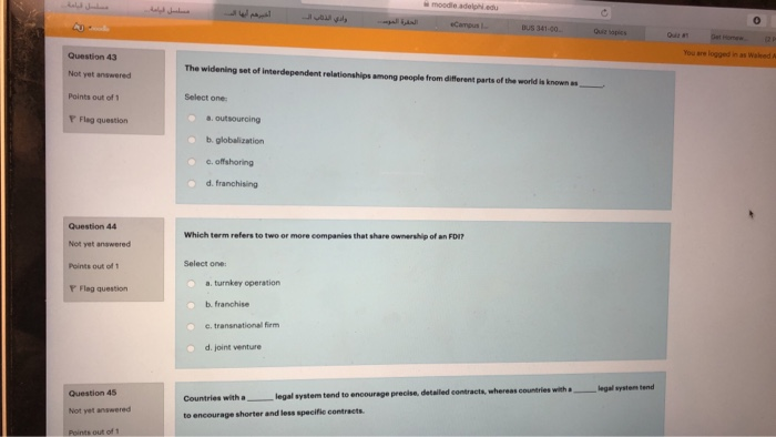 Solved moodle adelphi.edu Campus BUS 341-00 You are logged | Chegg.com
