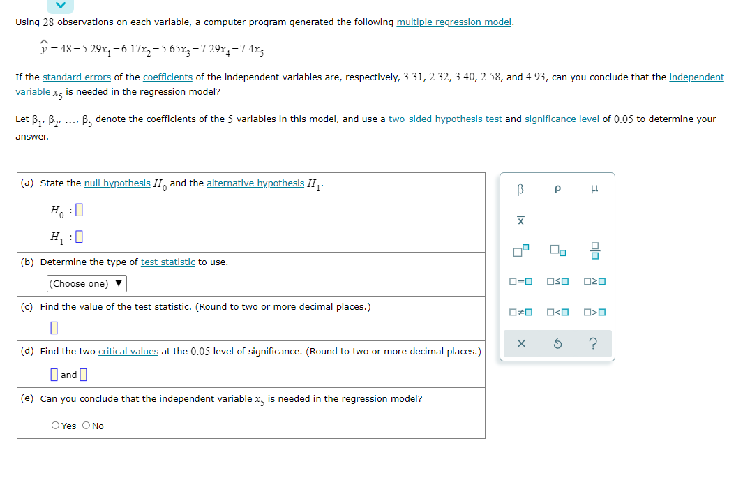 Solved Using 28 observations on each variable, a computer | Chegg.com