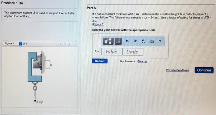 Solved The aluminum bracket A is used to support the | Chegg.com