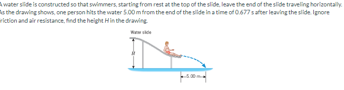 water slide is constructed so that swimmers, starting | Chegg.com