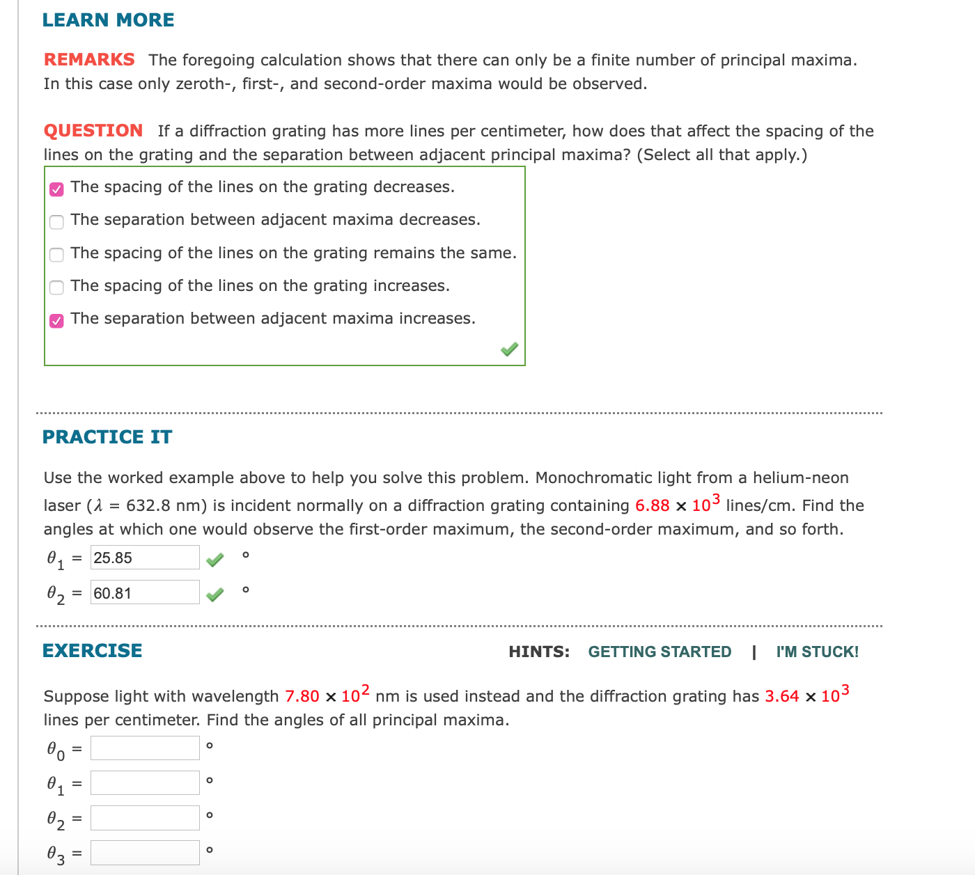 Solved GOAL Calculate different-order principal maxima for a | Chegg.com