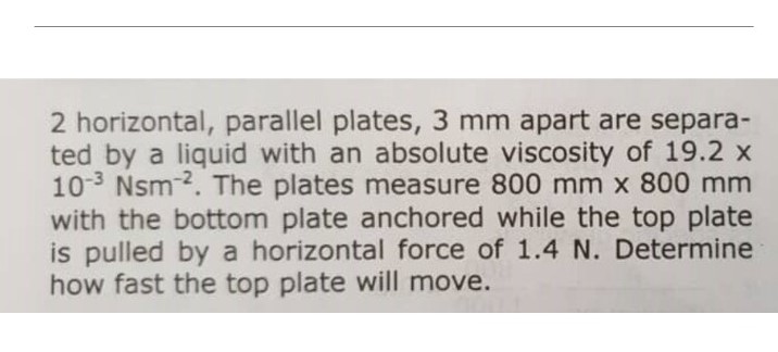 Solved 2 horizontal, parallel plates, 3 mm apart are separa- | Chegg.com