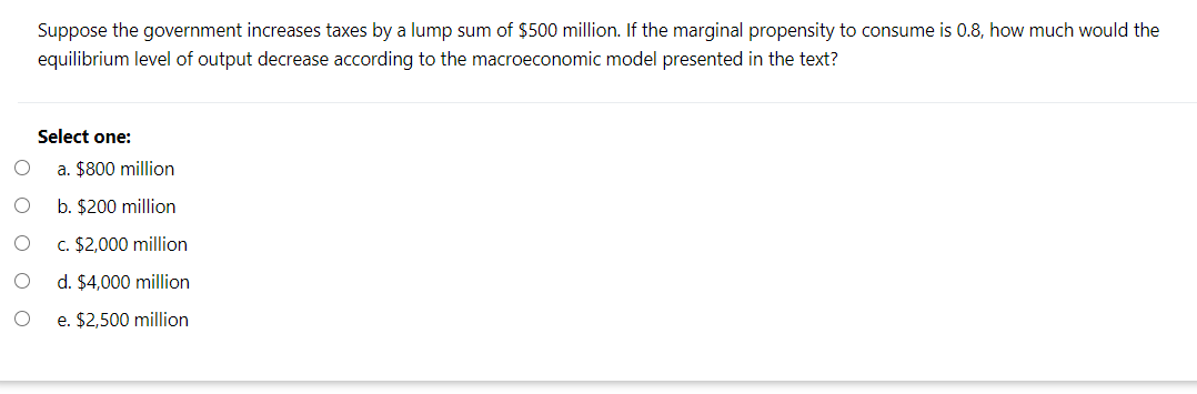 Solved Suppose the government increases taxes by a lump sum | Chegg.com