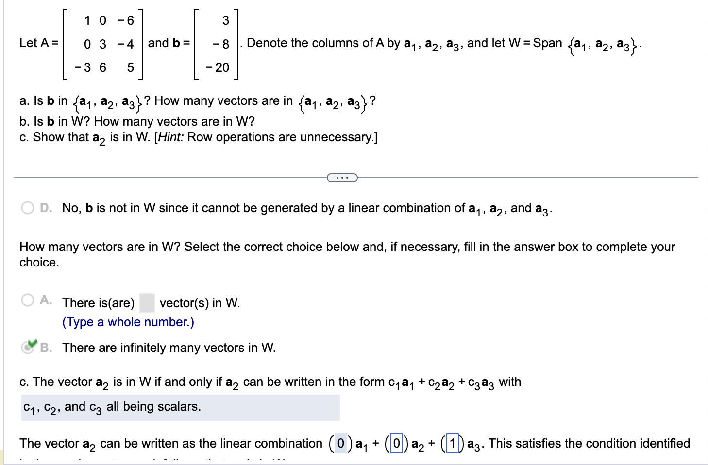 Solved Let A=[[1,0,-3],[0,3,-5],[-6,9,2]] ﻿and | Chegg.com