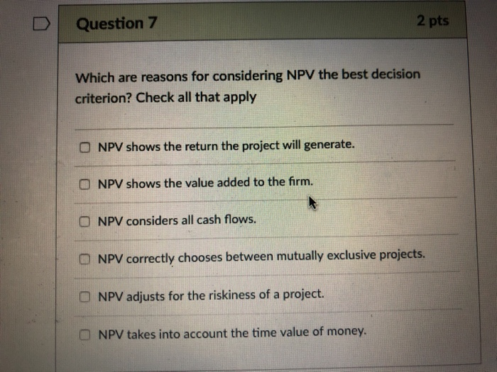 Solved D Question 7 2 pts Which are reasons for considering | Chegg.com