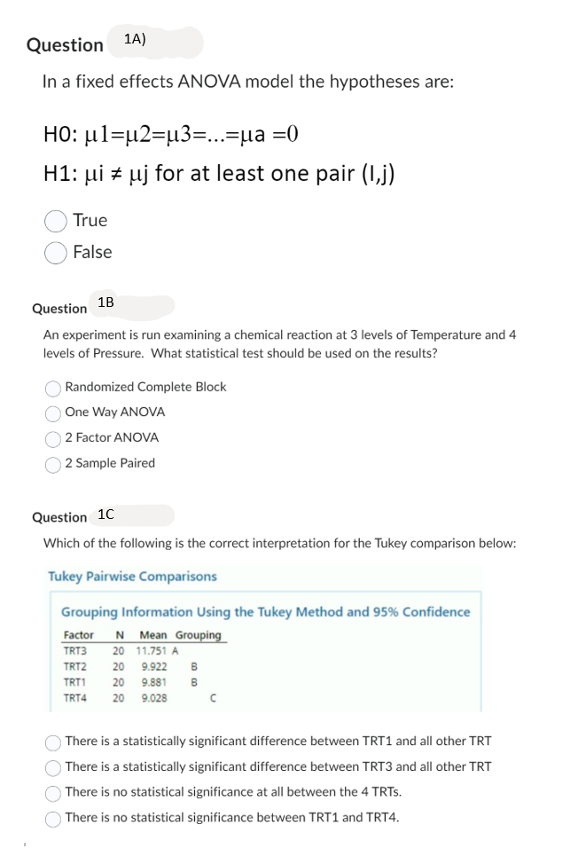 Solved In a fixed effects ANOVA model the hypotheses are: | Chegg.com