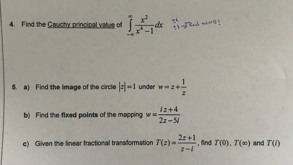 Solved 4. Find the Cauchy principal value of -.-ax t\?Red | Chegg.com