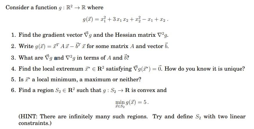 Solved Consider a function g:R2→R where | Chegg.com