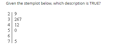 Given the stemplot below, which description is TRUE? | Chegg.com