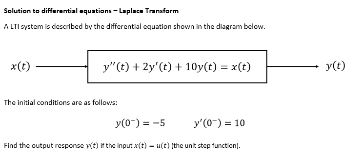 Solved Solution to differential equations - Laplace | Chegg.com