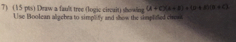 Solved 7) (15 pts) Draw a fault tree (logic circuit) showing | Chegg.com