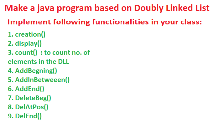Solved Make a java program based on Doubly Linked List | Chegg.com