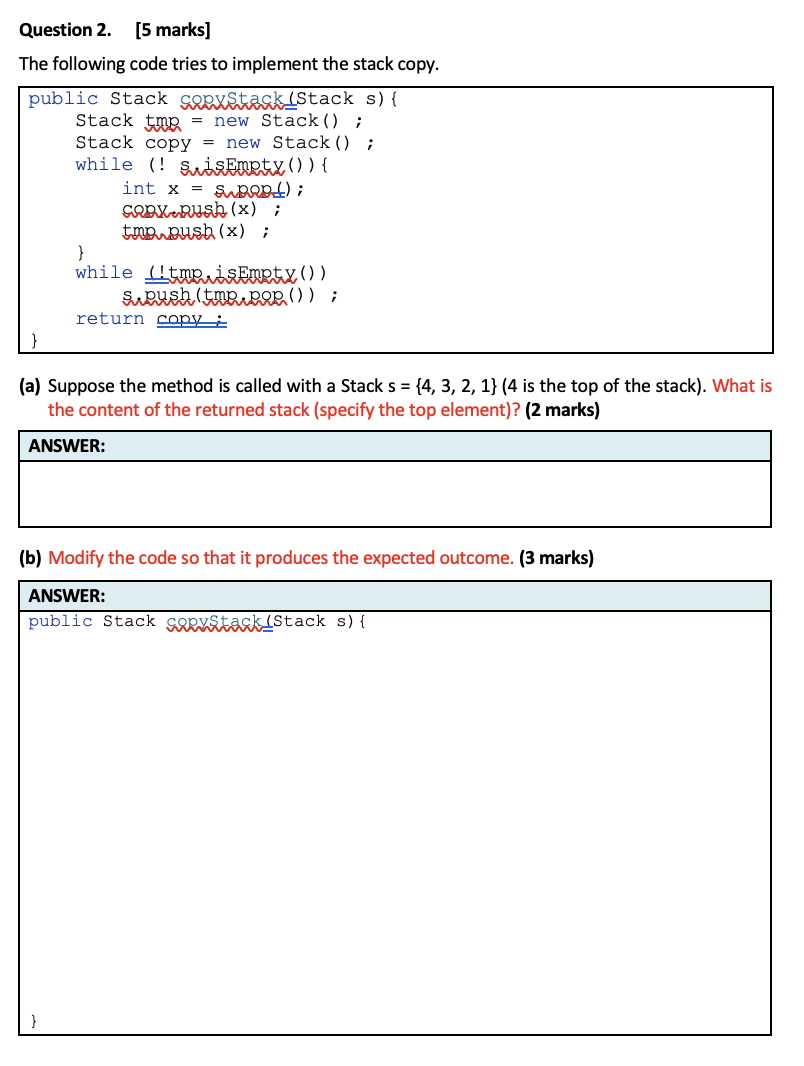 Solved Question 1. [5 marks] Assume that we have an empty | Chegg.com