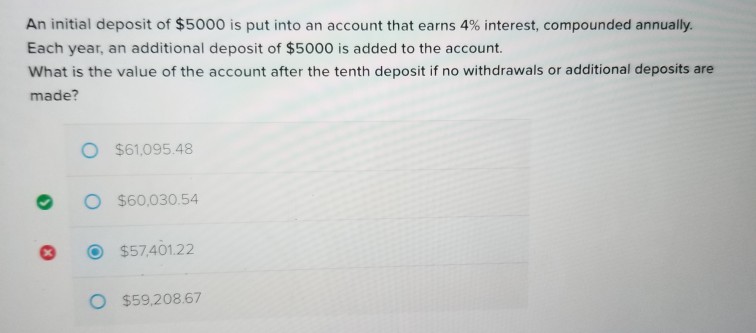 Solved An initial deposit of $5000 is put into an account | Chegg.com