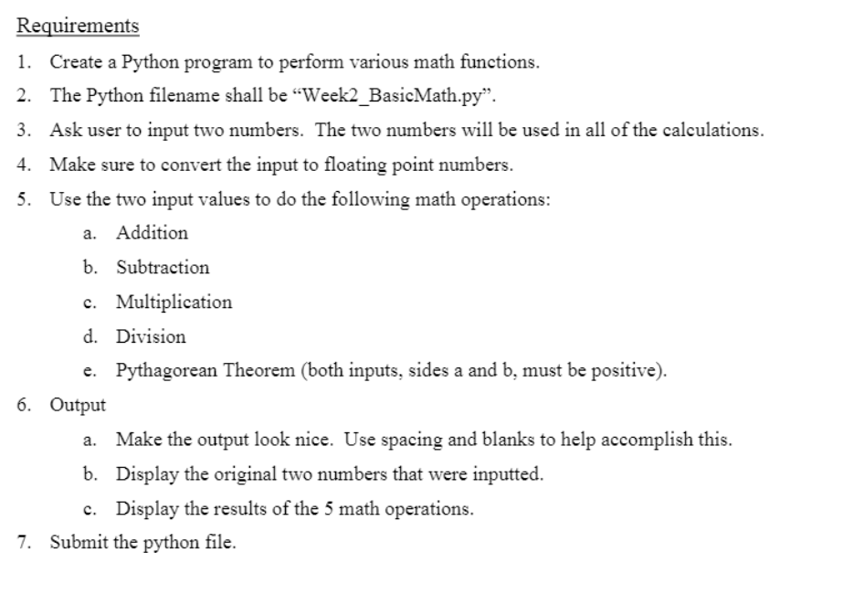 Solved Requirements 1 Create A Python Program To Perform 