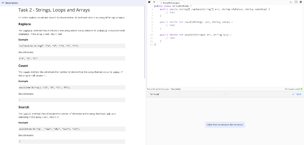 Solved Strings, Loops and Arrays in Java. Please refer for | Chegg.com