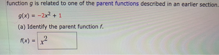 Solved function g is related to one of the parent functions | Chegg.com