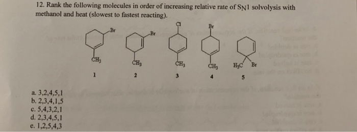 Solved 12. Rank the following molecules in order of | Chegg.com