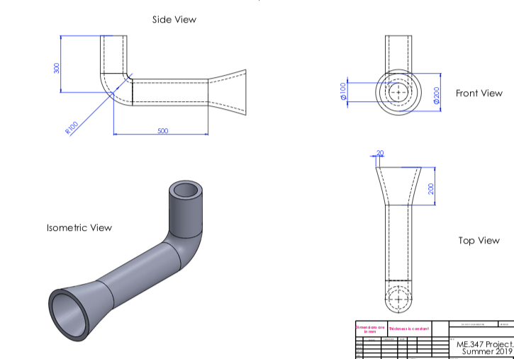 Solved Side View Front View RI00 S00 Isome tric View Top | Chegg.com