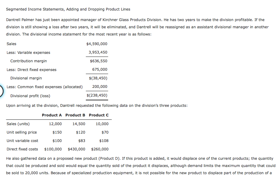 Solved Segmented Income Statements, Adding and Dropping | Chegg.com