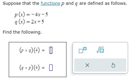 Solved Suppose that the functions p and q are defined as | Chegg.com